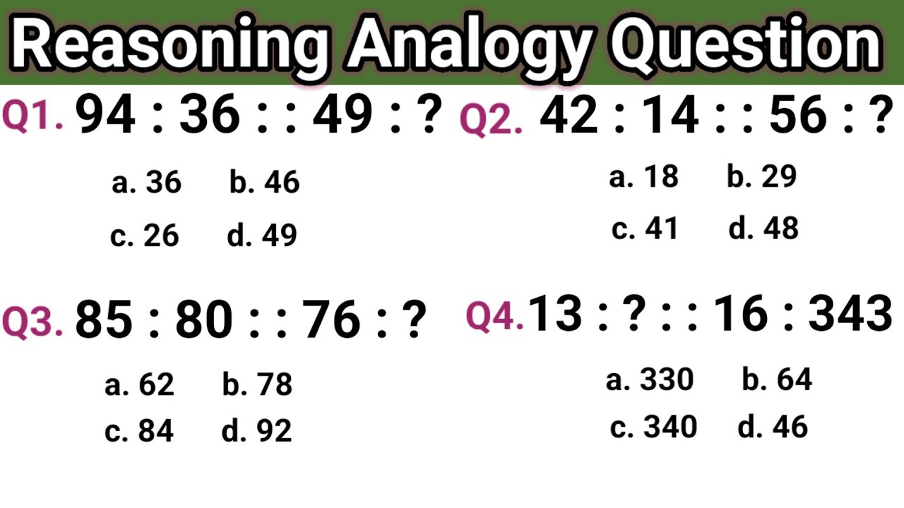 Group D Reasoning Analogy Practice Set // Reasoning number Analogy ...