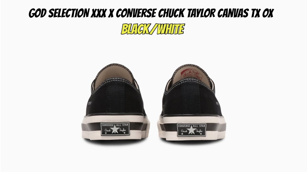 GOD SELECTION XXX x Converse Chuck Taylor Canvas TX Ox Black/White ...