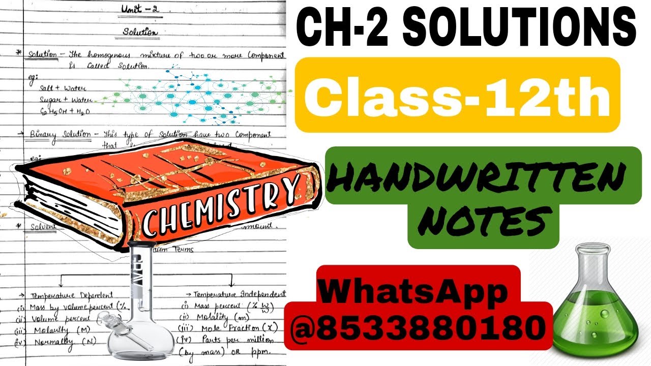 Solutions handwritten notes pdf | class 12th chemistry |Chapter-2| Unit ...