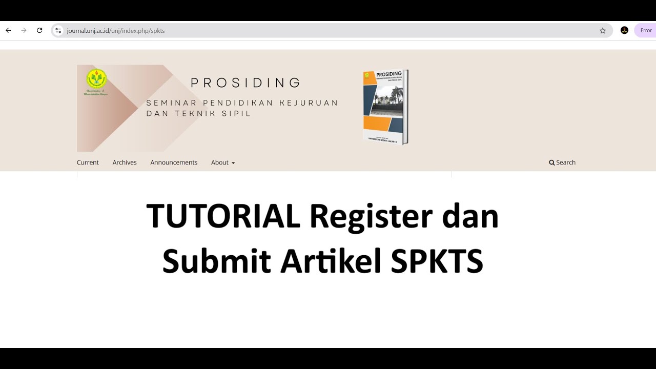 Tutorial Register dan Submit Artikel SPKTS UNJ - YouTube
