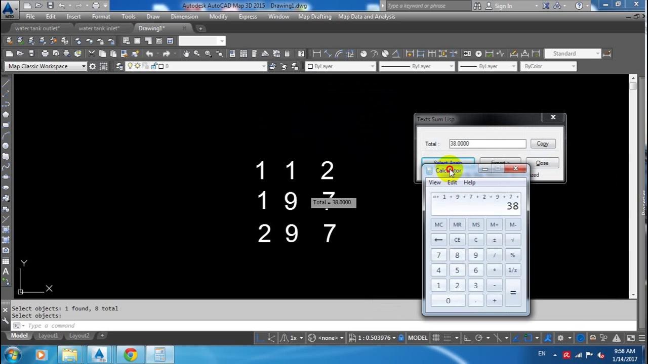How to Calculate Sum of Text or Mtext Values by useing Lisp - YouTube