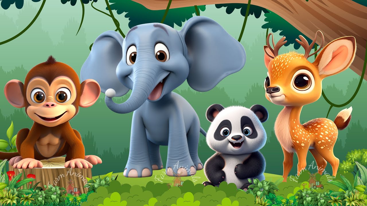 Cute Baby Monkeys - Elephant, Sika Deer, Panda, Chameleon - ANIMAL (BGM ...