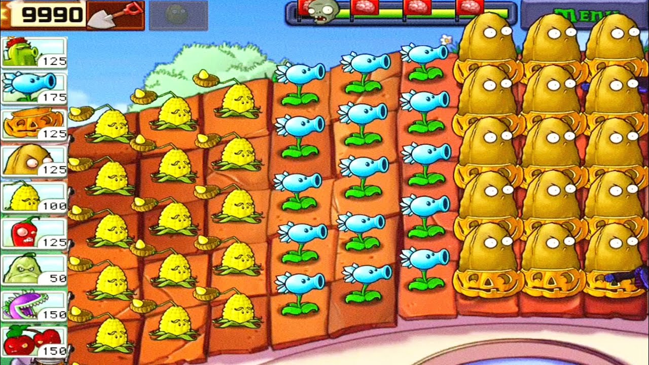 Plants vs Zombies || Kernel-pult + Snow Pea + Tall nut vs Zombies ...