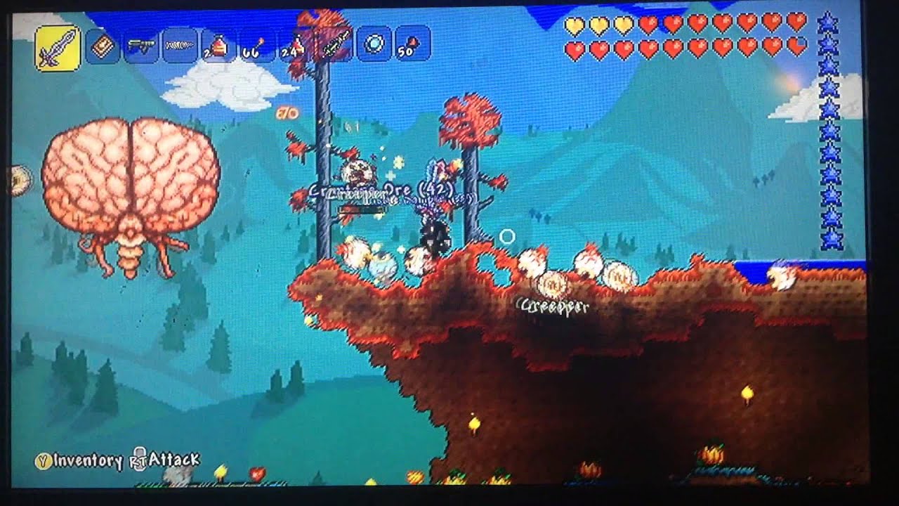 Terraria Boss Battles- Brain of Cthulhu - YouTube