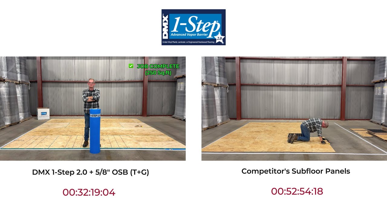 DMX 1-Step 2.0 & 5/8” T&G OSB Installation vs Competitor Subfloor ...