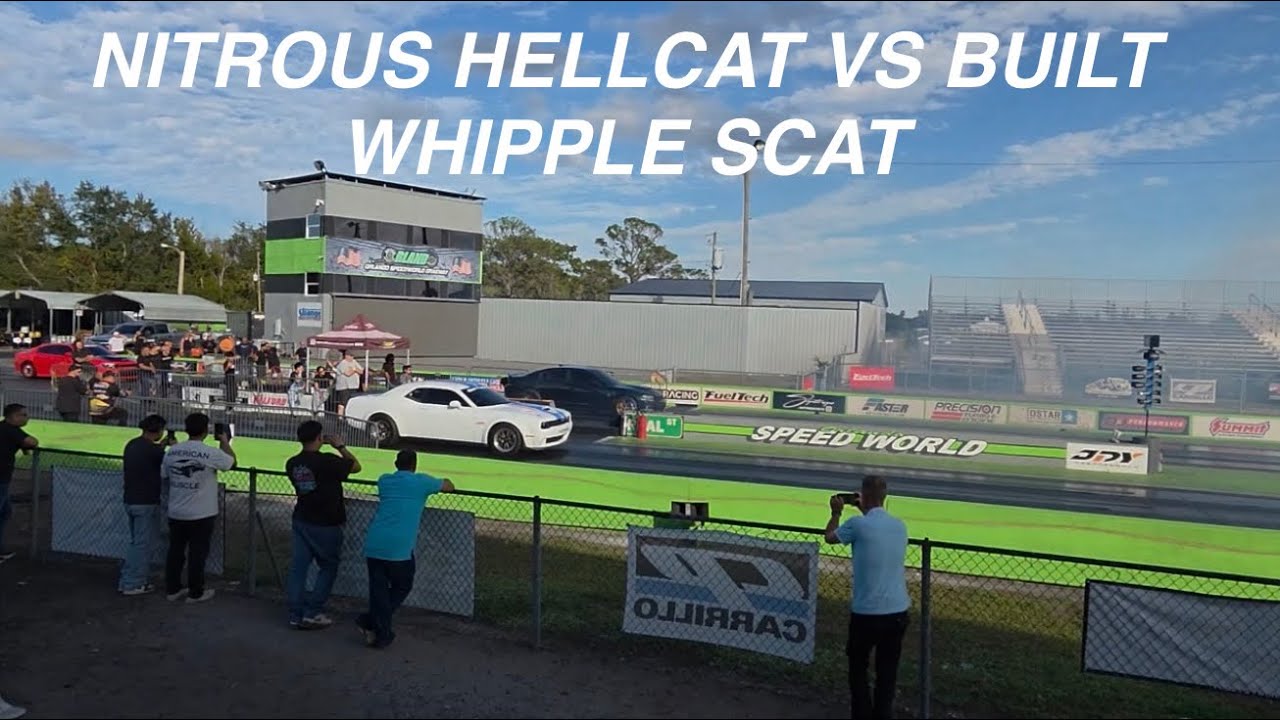 Nitrous hellcat vs fully built Whipple scat - YouTube