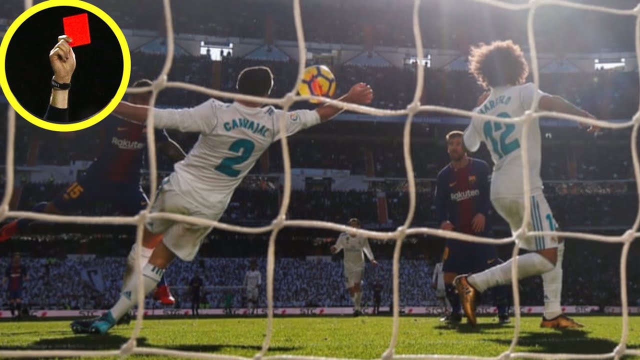 Top 10 FUNNIEST HANDBALLS In Football history! - YouTube