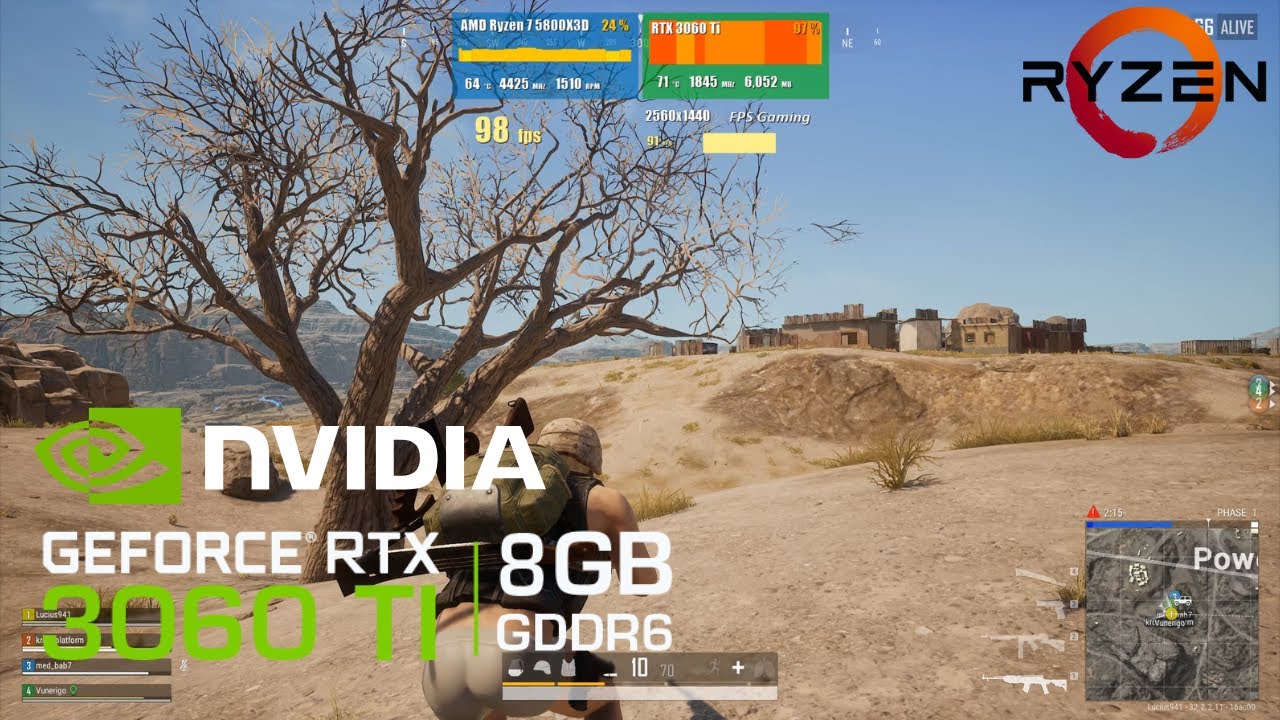 PUBG: RTX 3060 Ti & R7 5800x3D - 1440p (Ultra) - YouTube