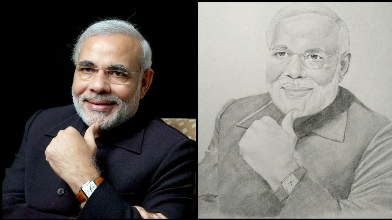 Prime Minister Narendra Modi Sketch - Ajinkya Ghule - YouTube