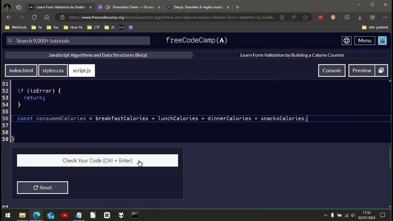 Step 71-80 - Learn Form Validation by Building a Calorie Counter | FreeCodeCamp #javascript ...