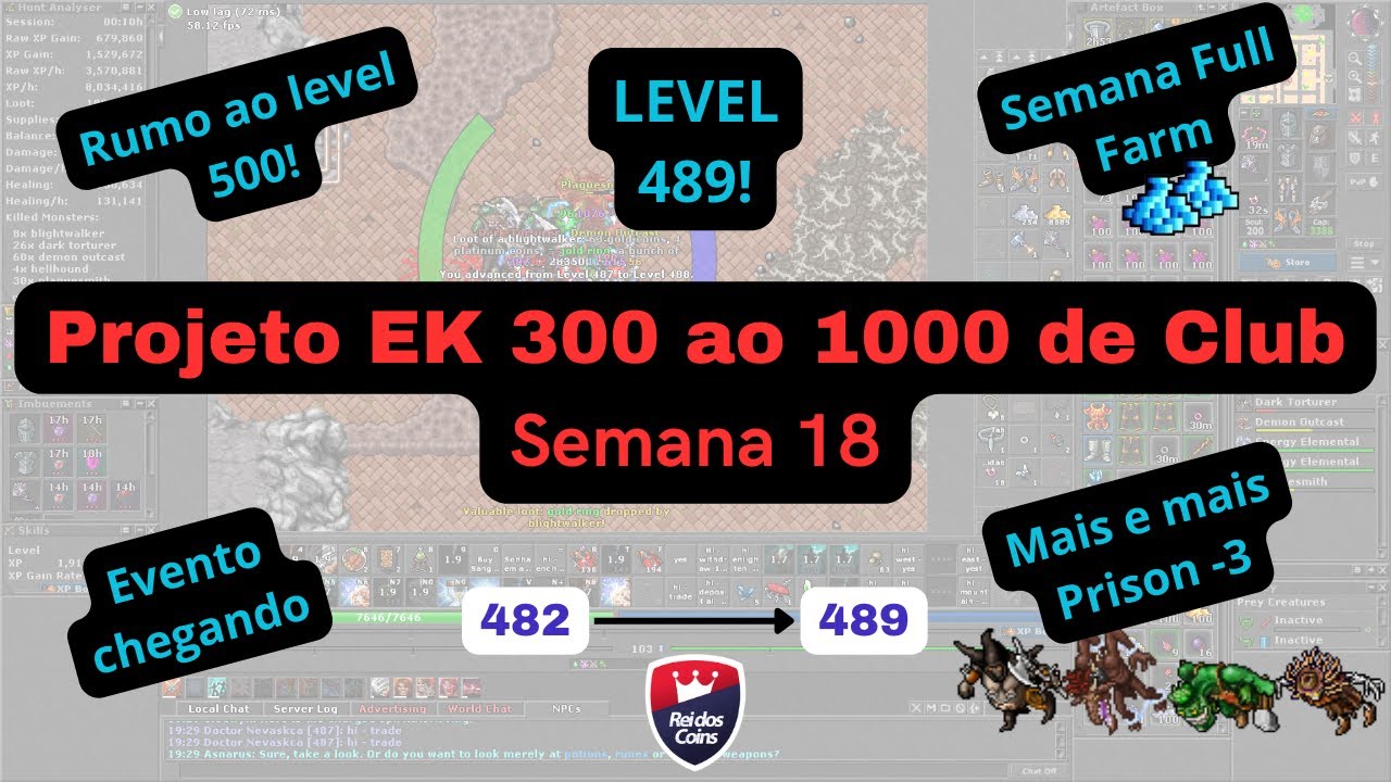 [Tibia] EK de Club SOLO - do 300 ao 1000 - Semana 18 - Farm semanal na ...