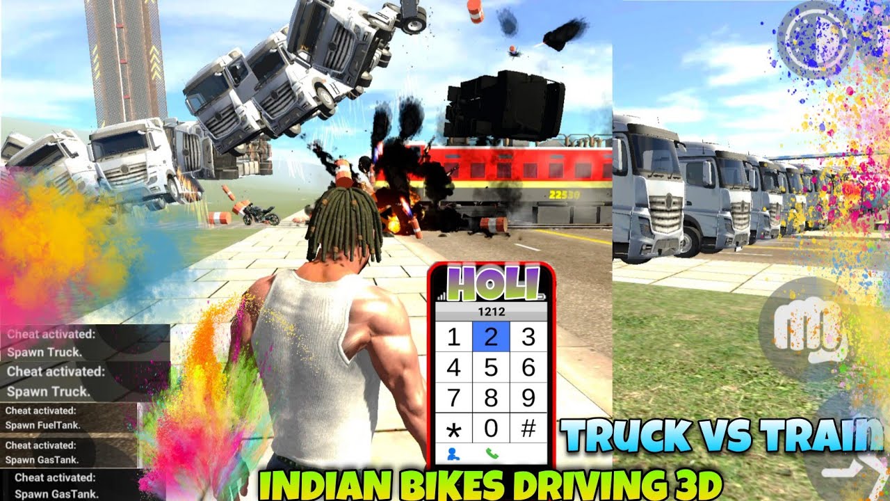 20 Truck VS 1 Train | HOLI NEW UPDATE | Indian bikes driving 3d | Spawn ...