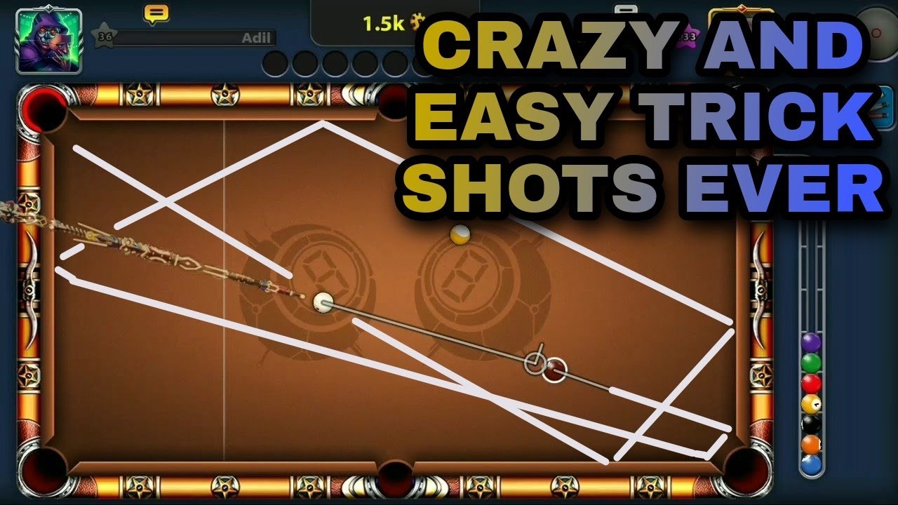 Crazy and easy trick shots ever in 8ball pool - YouTube