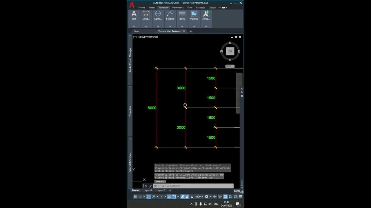 CARA MUDAH MENGGUNAKAN DIMENSI QDIM DAN DIMSPACE DI AUTOCAD 2D - YouTube