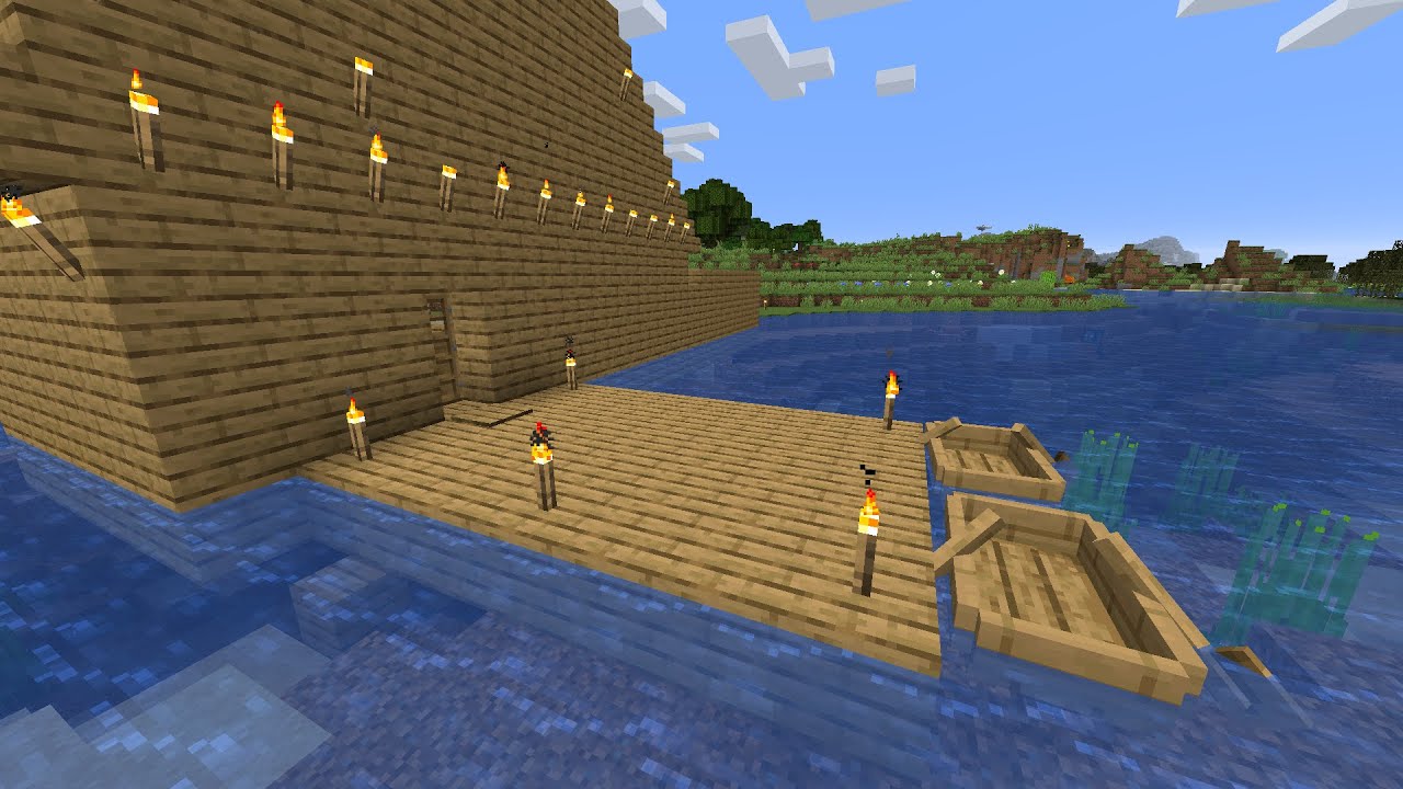 Let's play Minecraft episode 4 building a fishing pier - YouTube