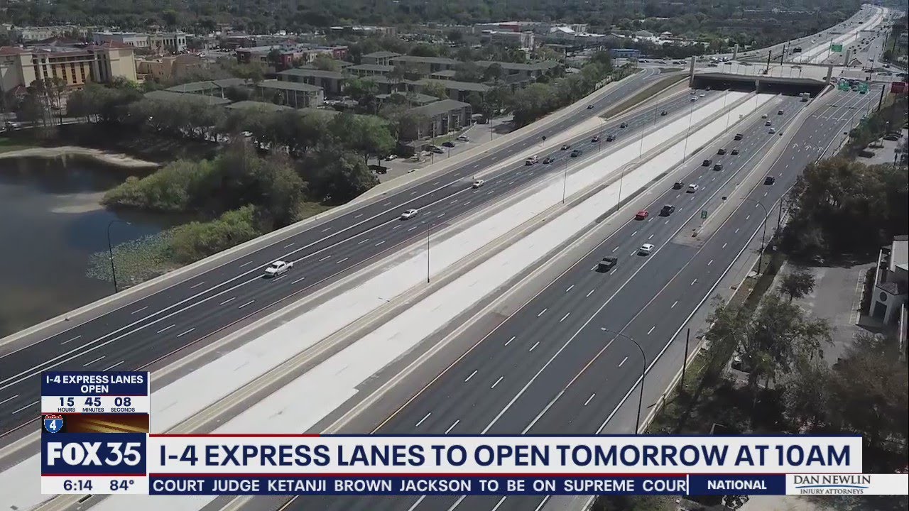 I-4 Express Lanes open Saturday morning, will operate toll-free through ...