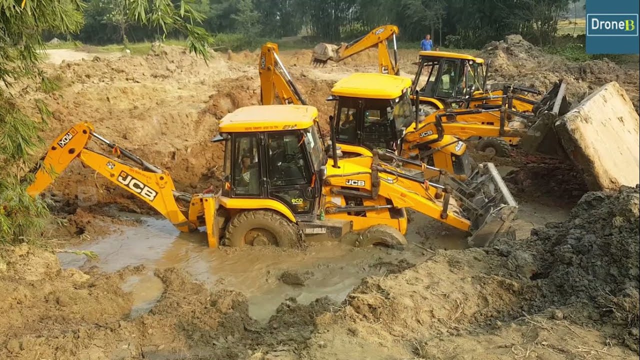 Spectacular Struggle-3 Backhoes-Slab Removing-Finally Succeeded - YouTube