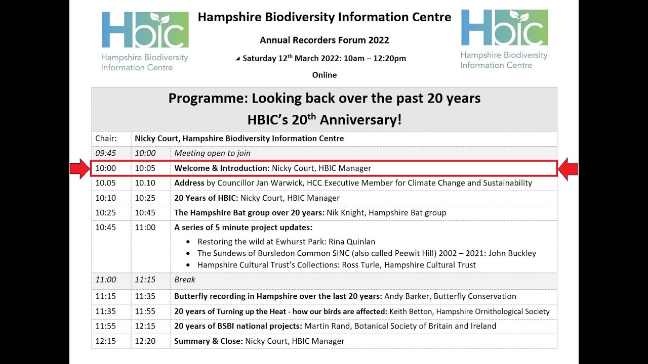 Nicky Court, Hampshire Biodiversity Information Centre Manager ...