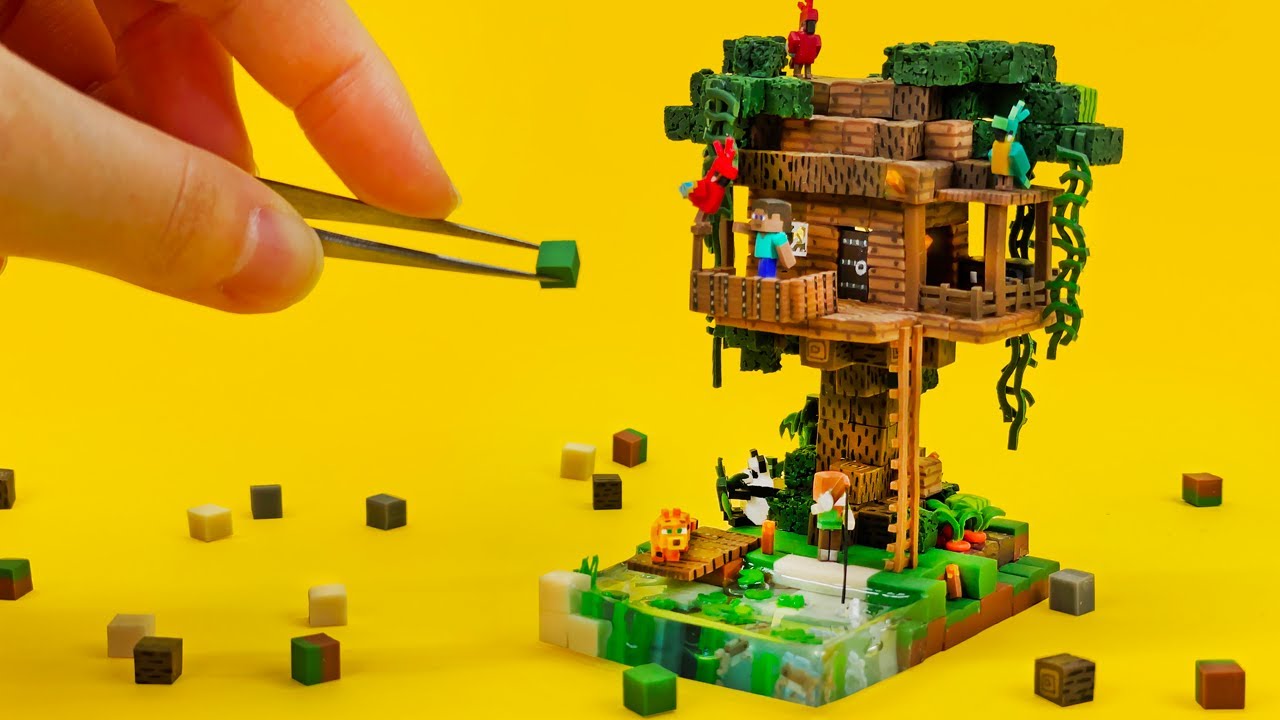 Making MINECRAFT Miniature | Jungle Tree House - YouTube