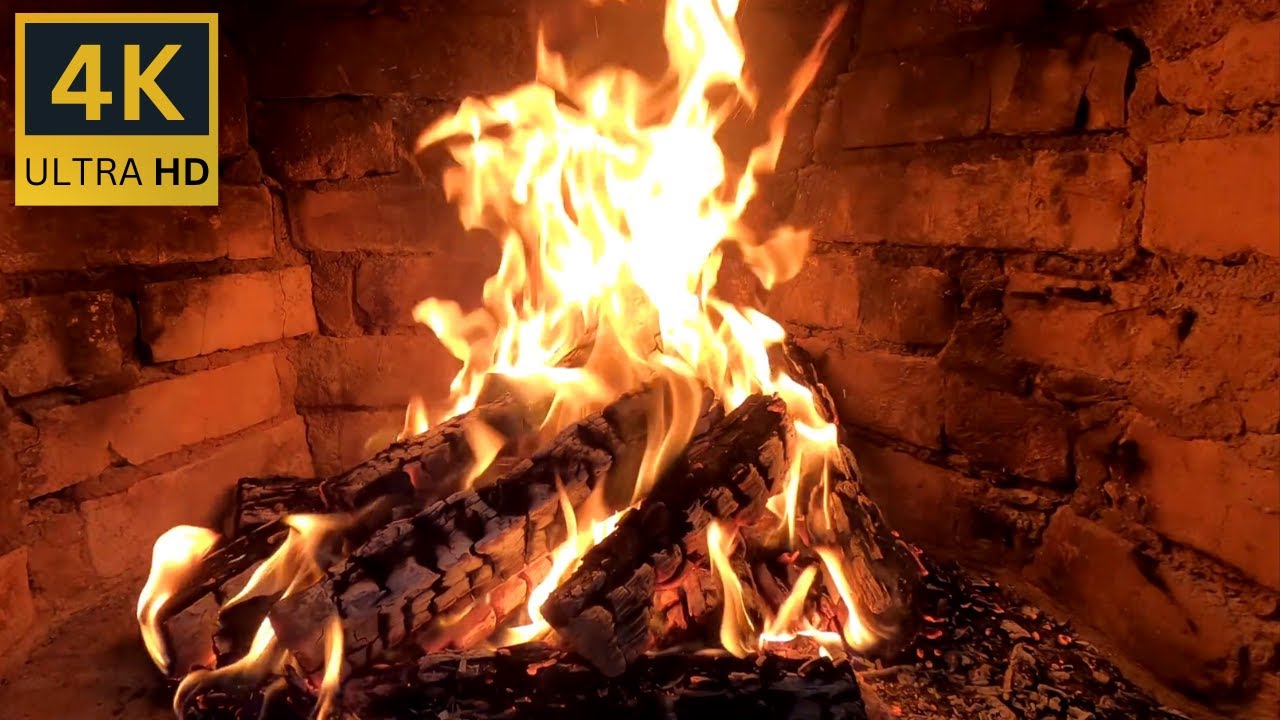 4K UHD - Relaxing and Cozy Fireplace with Burning Logs and Crackling ...