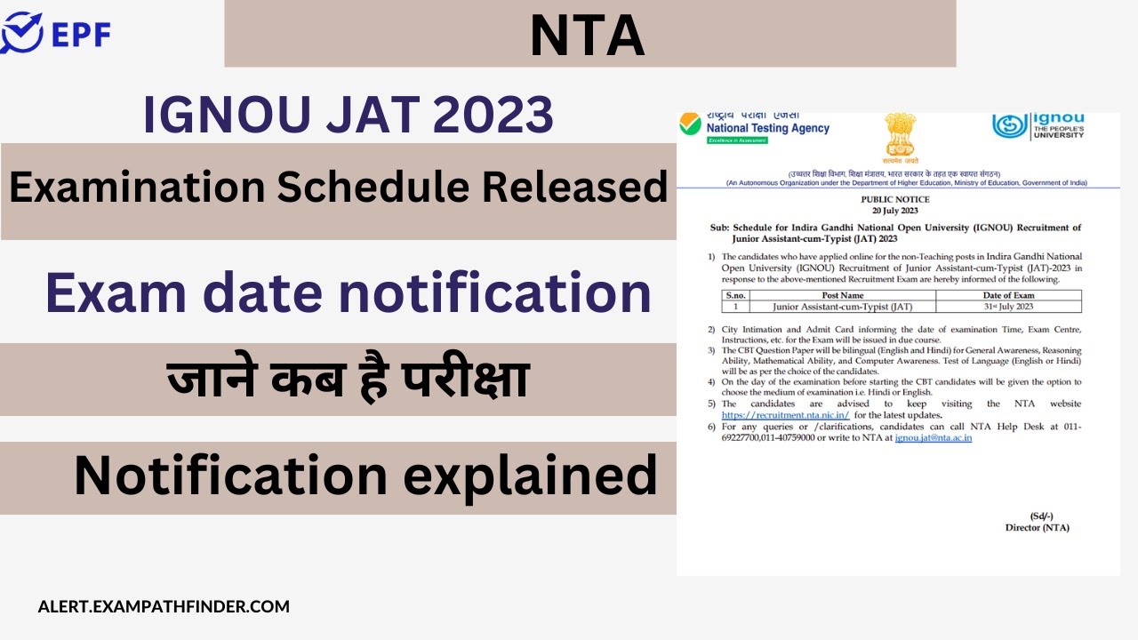 NTA IGNOU JAT 2023 || Examination Schedule Released || CHECK EXAM ...