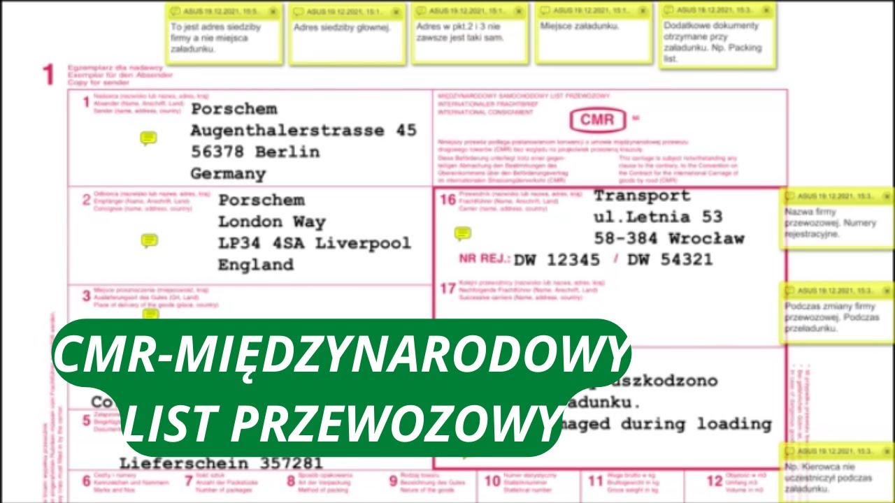 CMR. Międzynarodowy List Przewozowy - YouTube