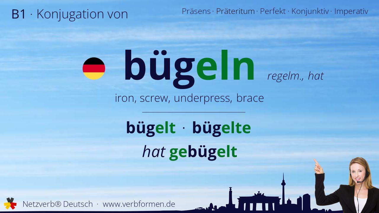 Konjugation Verb „bügeln“ (regelm., hat) - alle Zeitformen, Lernvideo ...