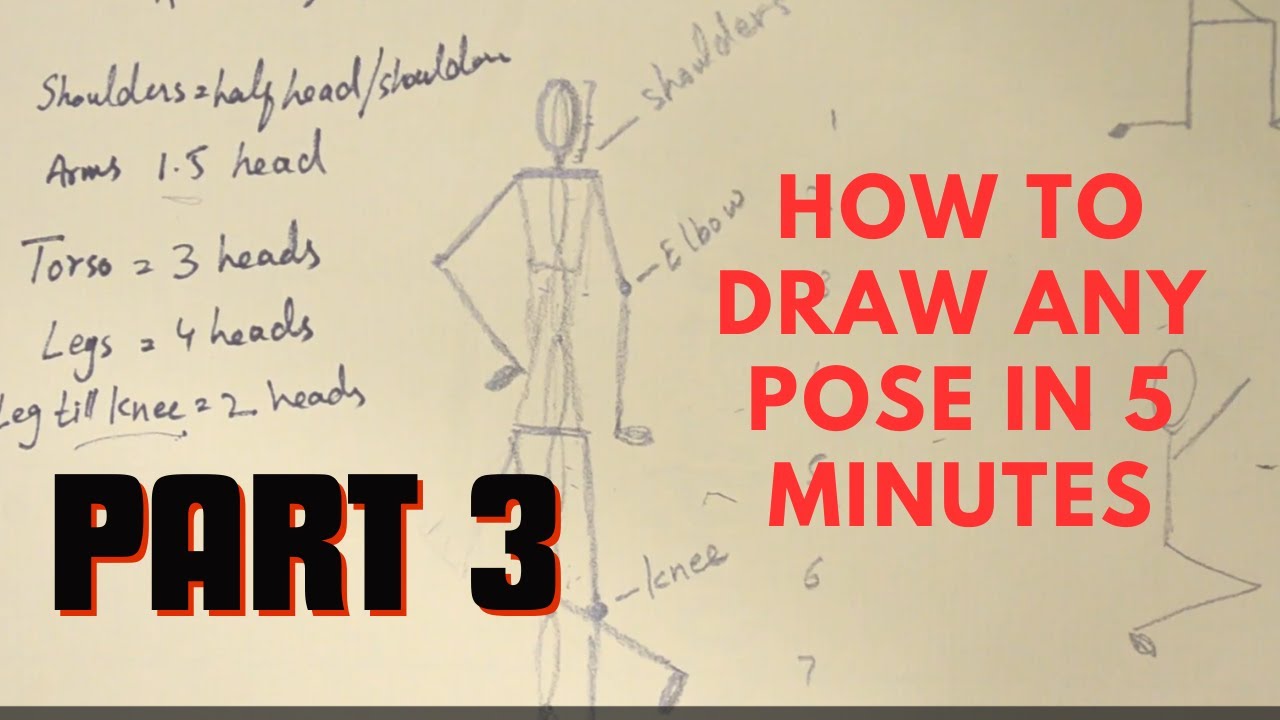 Learn the human body proportions | How to draw ANY POSE in 10 minutes ...