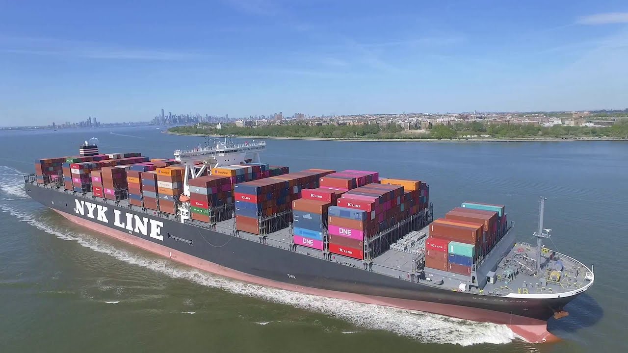 Aerial View - Very Large Container Ship NYK FALCON Under Verrazzano ...