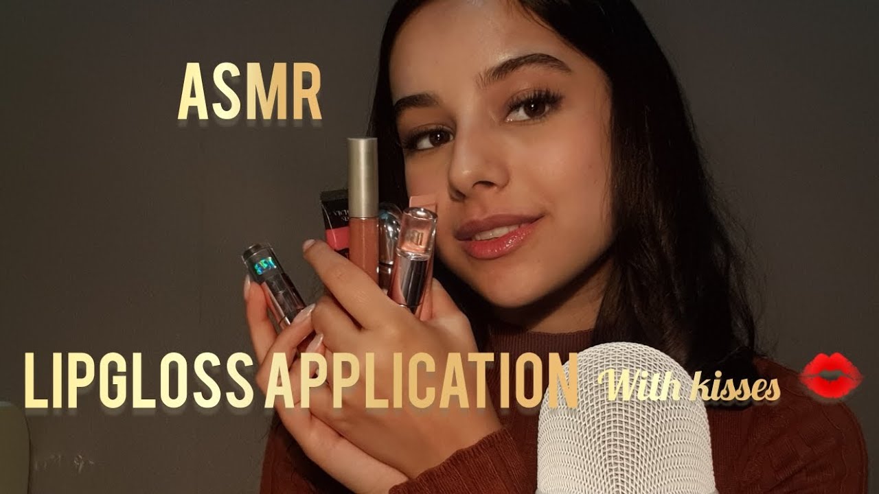 ASMR lipgloss application with kisses💋 - YouTube