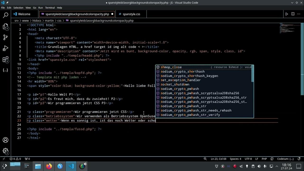 CSS, span, style, id, class, rgb, background, color, opacity Homepage Erstellen, programmieren ...