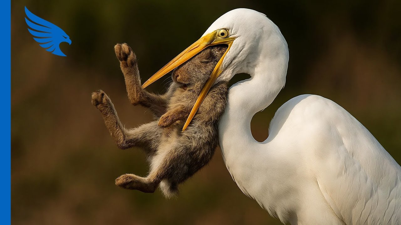 Divora tutto, persino conigli grandi... Uccelli predatori in azione ...