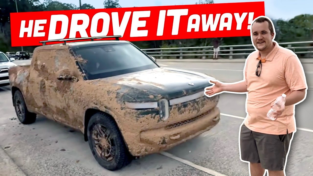 Rivian R1T gets dragged 100 feet after Hurricane Helene and still runs ...