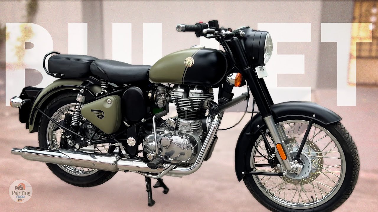 Royal Enfield Bullet 350 Olive Green & Black Mat Finish Modified ...