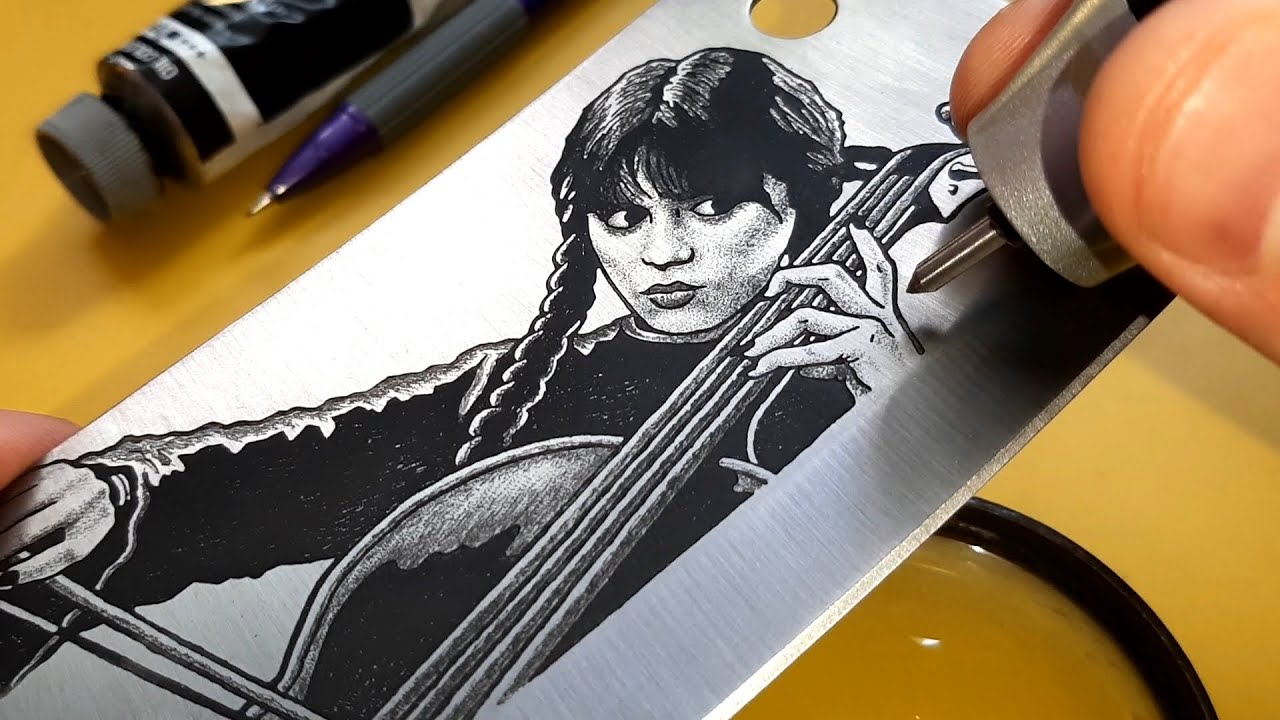Drawing on metal. EASY way to draw on metal. How to draw on a knife ...