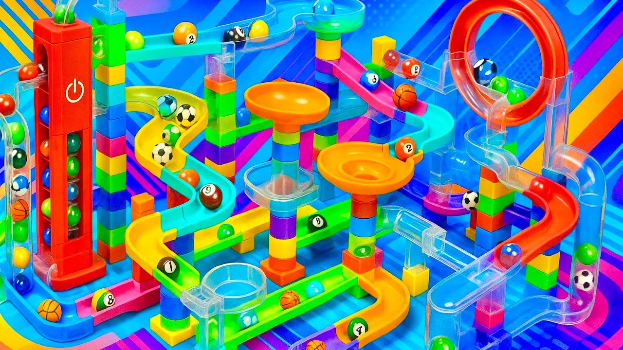 Marble Run Satisfying Marble Track Race With Loops and Pads Race ASMR ...