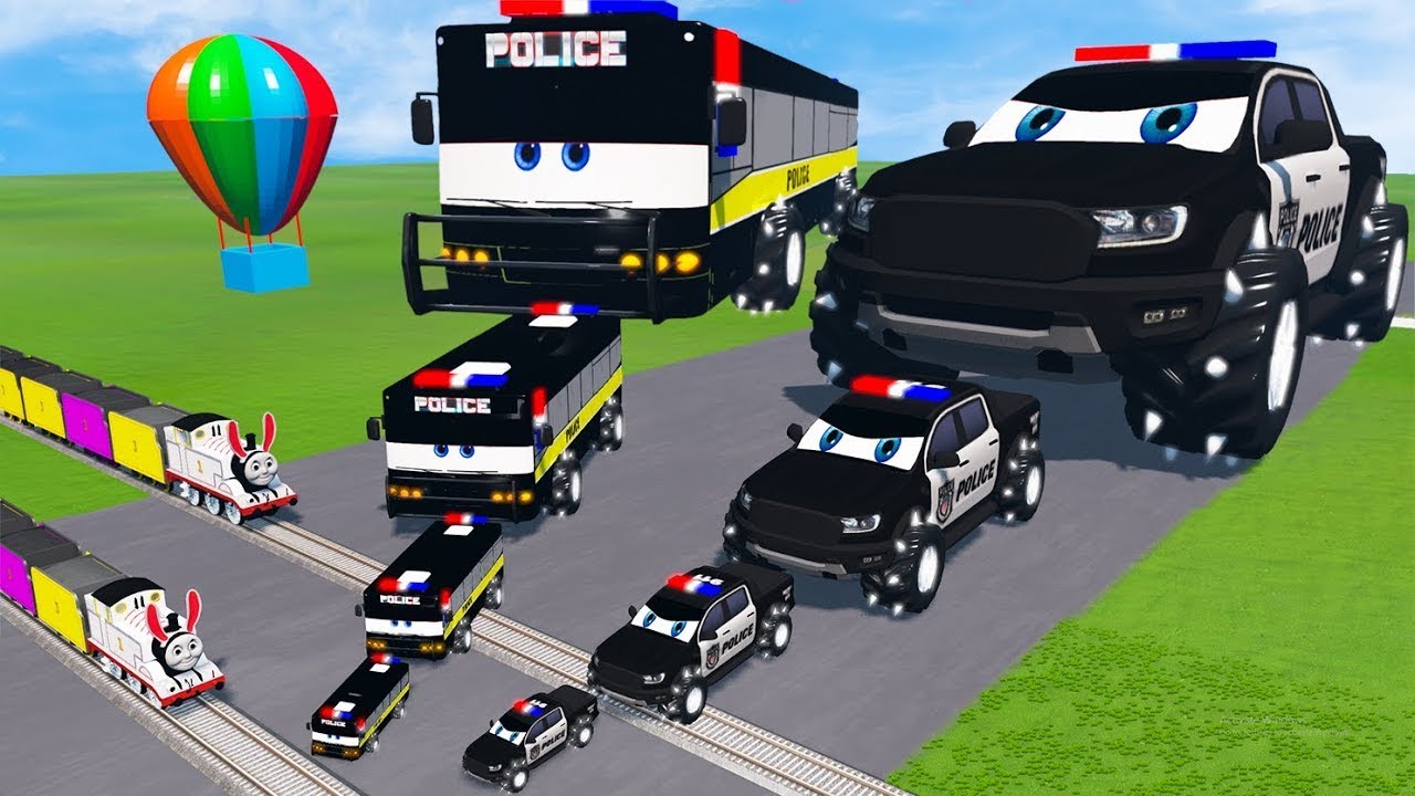 Big & Small Police Chase: Police Lightning McQueen vs Police Cars SUV ...