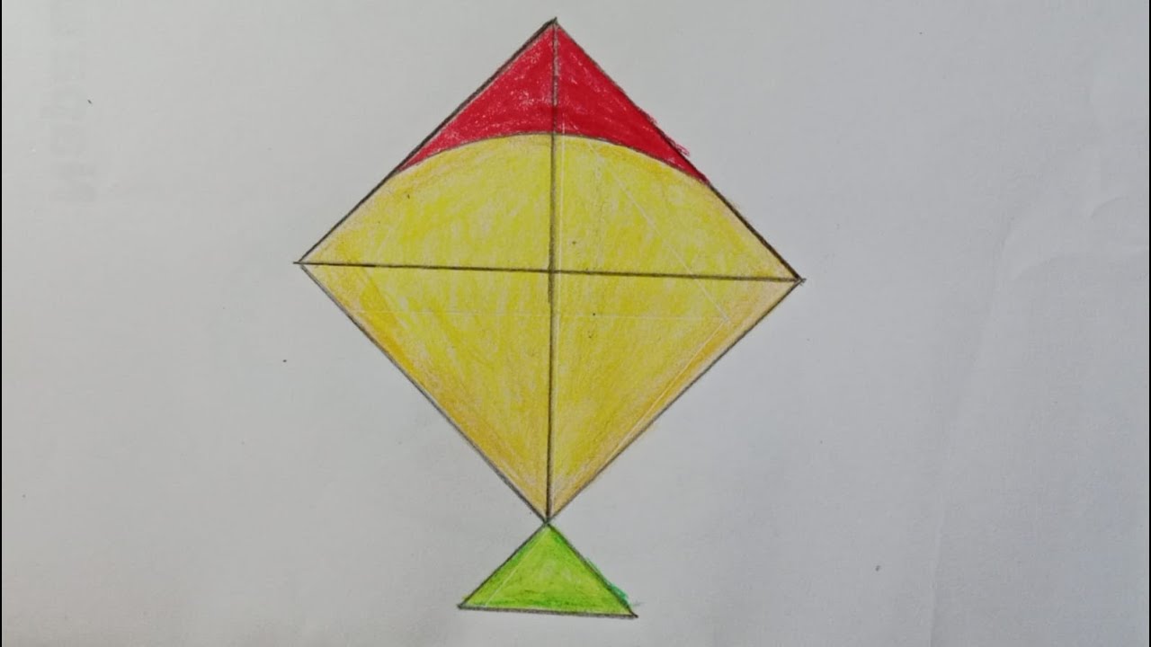 How to draw kite || Very easy drawing || kite drawing step by step easy ...