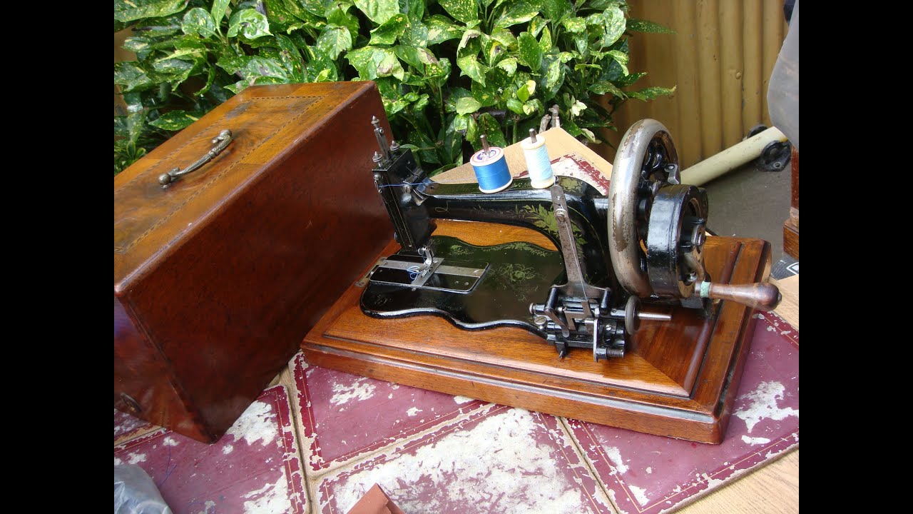 Antique Vintage Old Hand Crank Fiddle Base Sewing Machine See Video ...