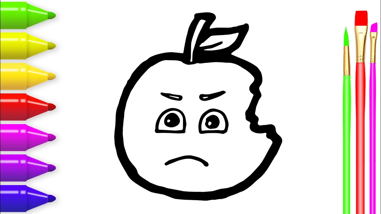 How to draw bitten apples for kids? | Teach kids to draw and color ...