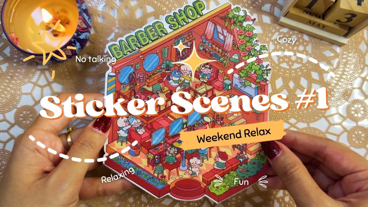 ASMR Sticker Scene 🎧 Xiao Xiao Barber Shop Relaxing No Talking Sounds ...