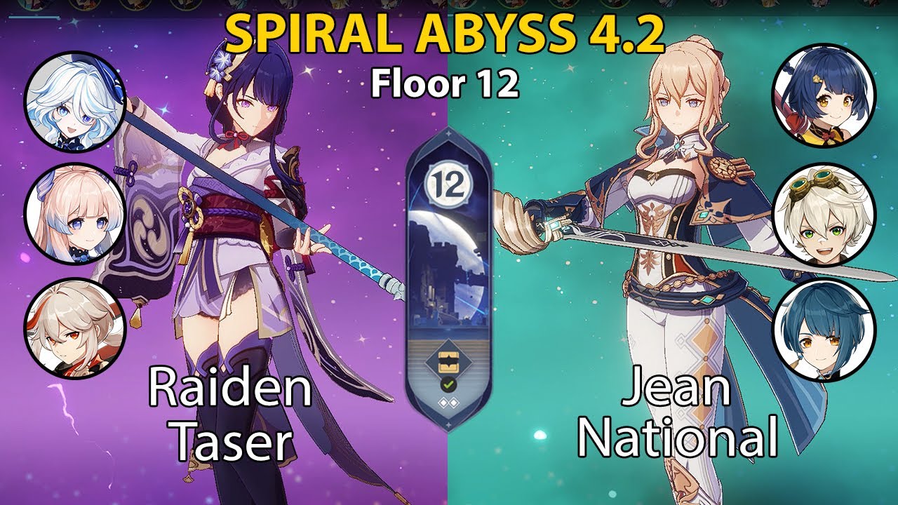 Spiral Abyss Floor 12 (4.2) Raiden Taser and Jean National + BUILD ...