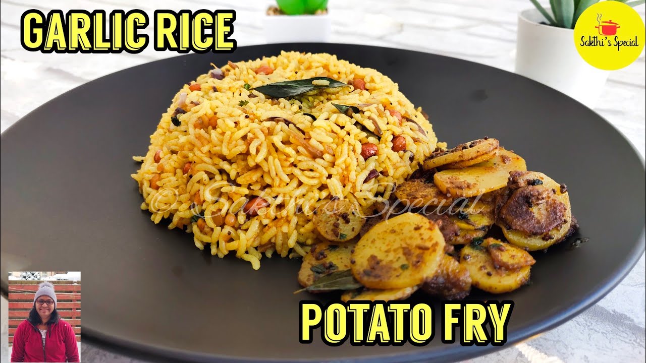Garlic Rice with Potato Fry | Garlic Rice Recipe | Potato Fry Recipe ...
