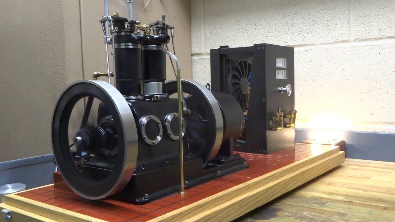 Bates & Edmonds model gas engine electric plant - YouTube