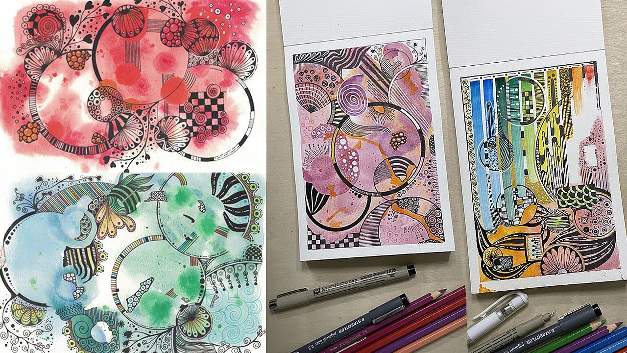 4 Watercolor Zentangle Art Compilation | Watercolor Zentangle Art for ...