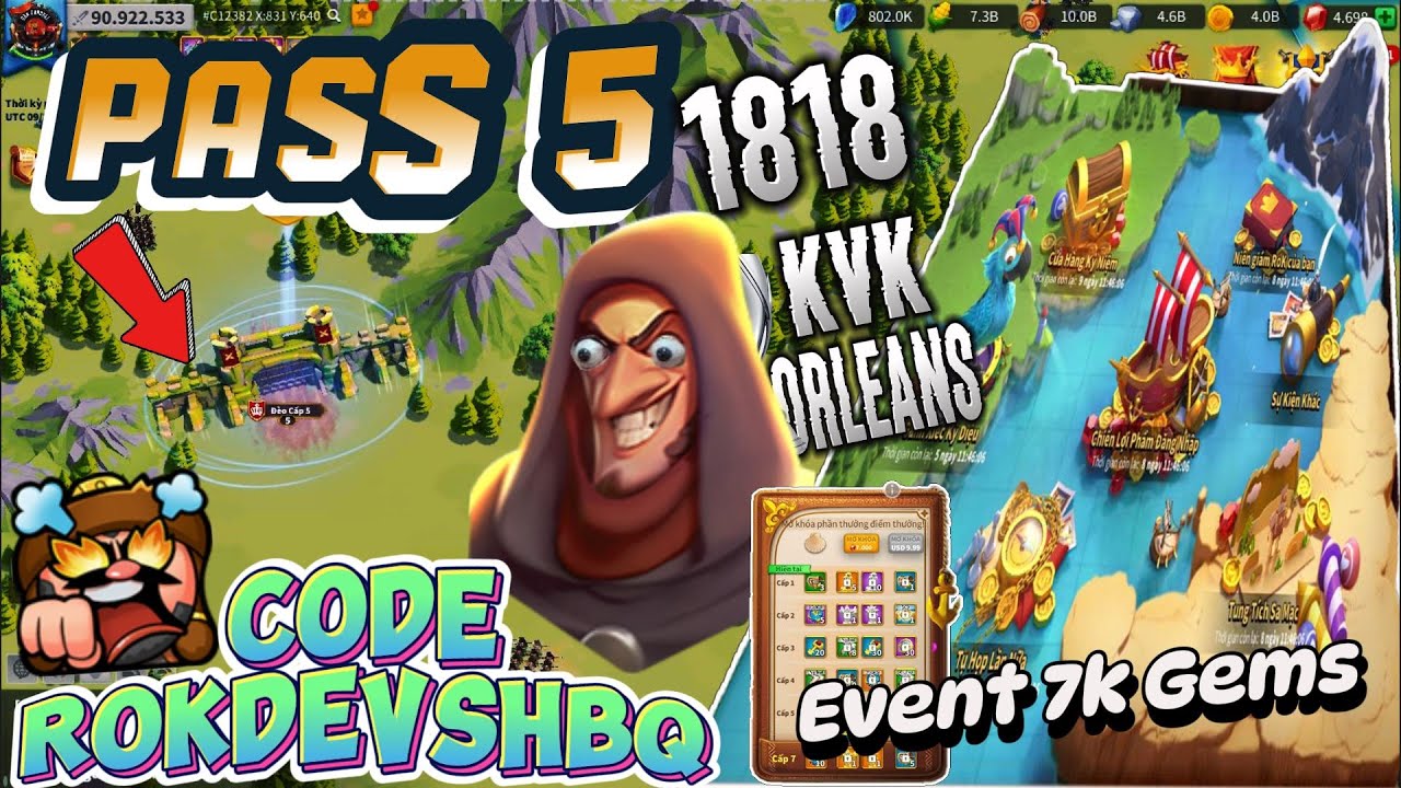 🔴Pass 5: 1818/2064/3288. Zone Quyết Định Đến KL . Code 1K GEMS "ROKDEVSHBQ" #C12382 - YouTube