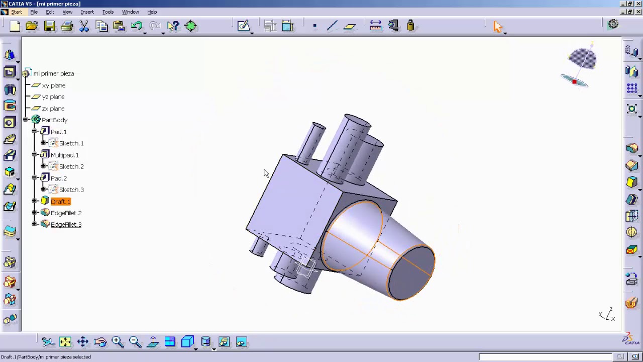 Comando PAD en CATIA V5 Command PAD - YouTube