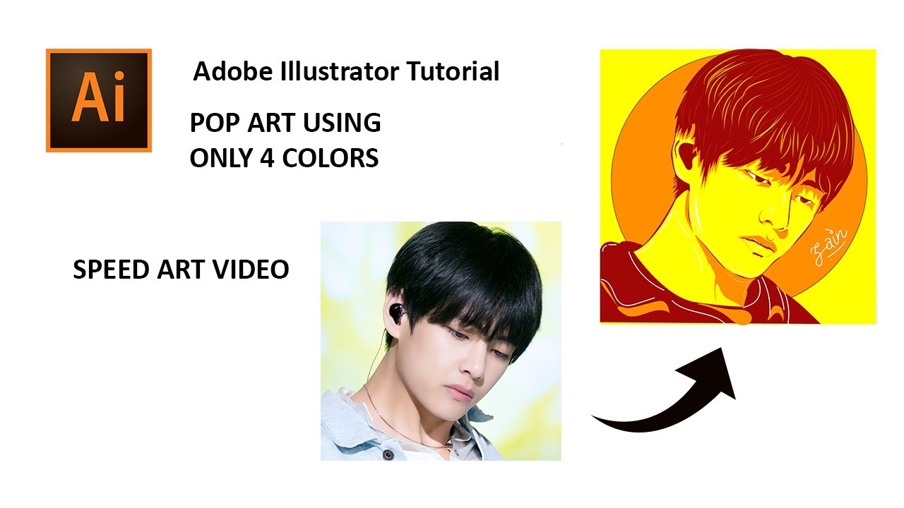 How To Make Pop Art Using only 4 colors in Adobe Illustrator CC with ...