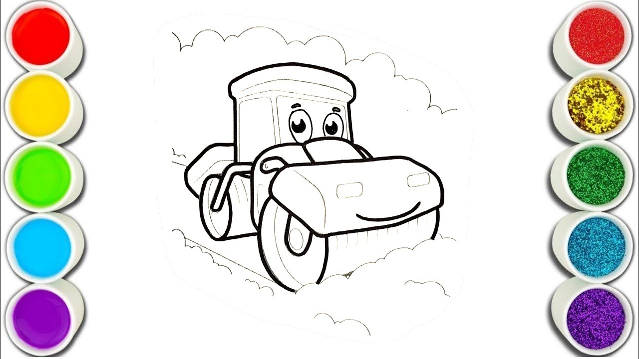 Road roller Drawing,Painting and Coloring for Kids, Toddlers Easy ...