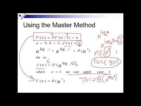Algorithms Solve Recurrence using Master Method - YouTube